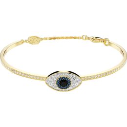 Armreif Swarovski "Symbolica B&ouml;ser Blick Magisches Auge" Gr. M, blau (gelbgoldfarben, blau, schwarz, kristallwei&szlig;, blau, schwarz, kristallwei&szlig;), Armb&auml;nder, Damen, M, Metall, Armreif, mit Swarovski Kristall
