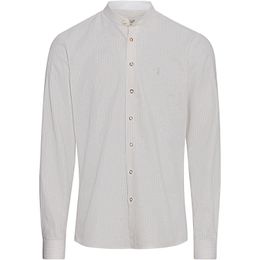 Almsach Stehkragen-Streifenhemd Wei&szlig;/Beige (Gr&ouml;&szlig;e: M)