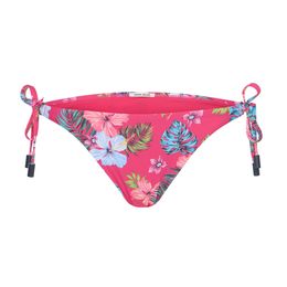 JOOP! Bikini-Hose JOOP JEANS "JEANS HIBISCUS", Damen, Gr. 36, N-Gr, pink (pink aop), Microfaser, Obermaterial: 83% Polyamid, 17% Elasthan, Badehosen Bikini-Hose, floraler Print, Logo-Details