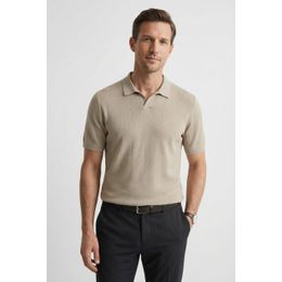 Poloshirt OLYMP "Strick Casual", Herren, Gr. XL, beige, Feinstrick, Obermaterial: 50% Baumwolle, 50% Lyocell, unifarben, regular fit h&uuml;ftbedeckend, Rippb&uuml;ndchen, Shirts, mit geripptem Kragen, unifarben