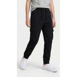 Sweathose name it "NKMOLLIE CARGO PANT BRU NOOS", Jungen, Gr. 128, N-Gr, schwarz, Sweatware, Obermaterial: 60% Baumwolle, 40% Polyester, unifarben, loose fit normal, Hosen Sweathose