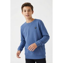 Sweatshirt name it "NKMVIMO f&uuml;r Jungen mit B&uuml;ndchen und klassischer Form", Jungen, Gr. 122/128, delft, angeraute Sweatware, Obermaterial: 60% Baumwolle, 40% Polyester, meliert, unifarben, l&auml;ssig geschnitten h&uuml;ftlang, Rundhals, Rippb&uuml;ndchen, Sweatshirts Sweatshirt, unifarben, casual, regular fit, Baumwollmischung, Rundhals
