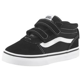 Sneaker Vans "Ward Mid V", Kinder, Gr. 22,5, schwarz-wei&szlig; (schwarz, wei&szlig;), Leder, Textil, unifarben mit Farbeinsatz, Schuhe Klettschuh Sneaker low, f&uuml;r Kinder mit Klettverschluss