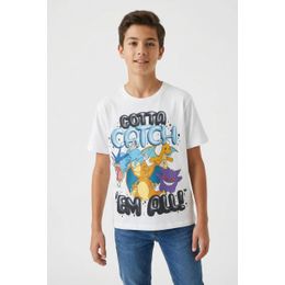 T-Shirt name it "NKMMAJO POKEMON SS NREG TOP BOX NOOS SKY", Jungen, Gr. 116, hellwei&szlig;, Jersey, Obermaterial: 95% Baumwolle, 5% Elasthan, bedruckt, normal, Rundhals, Shirts T-Shirt, Baumwollmischung, Pok&eacute;mon Druck, Kurzarm