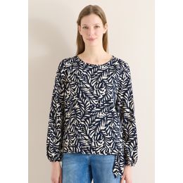 Langarmbluse Cecil, Damen, Gr. L (42), universal blau, Stoff, 100% Viskose, gemustert, klassisch normal, Rundhals, elastischer Bund, Blusen, mit grafischem Muster