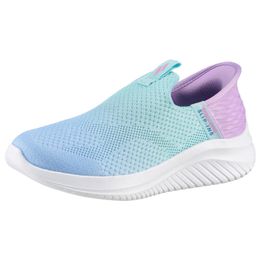 Slip-On Sneaker Skechers "ULTRA FLEX 3.0", M&auml;dchen, Gr. 27, bunt (hellblau, lavendel), Textil, kontrastfarbene Details, Schuhe, Sneaker mit Slip-In Funktion, Gr&ouml;&szlig;enschablone zum Download