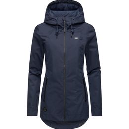 Outdoorjacke Ragwear "Zuzka", Damen, Gr. L (40), blau (hellmarine), Au&szlig;enmaterial: 100% Polyester. Innenfutter: 100% Polyester, tailliert Po-bedeckend, hoch geschlossener Ausschnitt, mit Kn&ouml;pfen,&Auml;rmel mit &Auml;rmelschlitz normaler Saum krempelbar,mit Druckknopf,mit Schlitz, Jacken Outdoorjacke, stylische &Uuml;bergangsjacke mit gro&szlig;er Kapuze