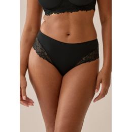 Hipster Naturana "The Friday", Damen, Gr. 42, schwarz, Microfaser, Obermaterial: 87% Polyamid, 13% Elasthan. Spitze: 89% Polyamid, 11% Elasthan, leicht transparent, unifarben, bequem, Unterhosen, mit Spitze, feminin, eng, bequem, elastisch, h&uuml;fthoch geschnitten