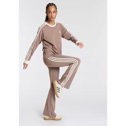 Leggings adidas originals "FLARED LEGGINGS", Damen, Gr. XL, N-Gr, braun (trace braun, normal, gr.), Obermaterial: 79% Polyester, 21% Elasthan, Hosen Leggings, mit ausgestelltem Bein, sportliche 3-Streifen, stretchiges Material