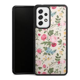 DeinDesign Galaxy A53 5G Handy Gallery Case Handyh&uuml;lle 9H Geh&auml;rtetes Glas R&uuml;ckseite H&uuml;lle Vintage Ornament Flowers Gallery Case