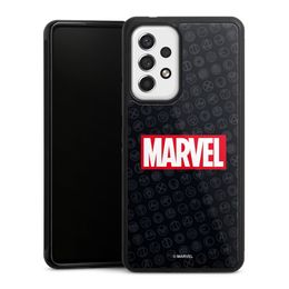 DeinDesign Galaxy A53 5G Handy Gallery Case Handyh&uuml;lle 9H Geh&auml;rtetes Glas R&uuml;ckseite H&uuml;lle Comic Logo Marvel Gallery Case