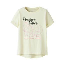 T-Shirt name it "NKFVIX SS TOP", Jungen, Gr. 158/164, pear sorbet print:vibes, Jersey, Obermaterial: 95% Baumwolle, 5% Elasthan, bedruckt, unifarben, normal normal, Rundhals, Shirts T-Shirt, Baumwollmischung, normal geschnitten