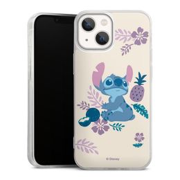 DeinDesign iPhone 13 Mini Handy Slim Case Silikon Handyh&uuml;lle transparent H&uuml;lle extra d&uuml;nn Flowers Lilo & Stitch Official Licensed Product Silikon Slim Case