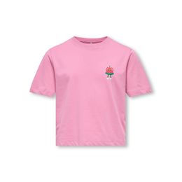 T-Shirt KIDS Only "KOGREX S/S PRINTED TOP JRS", M&auml;dchen, Gr. 134/140, cashmere rose print:watermelon, Jersey, Obermaterial: 100% Baumwolle, unifarben, regular fit taillenlang, Rundhals, Shirts T-Shirt, mit s&uuml;&szlig;em Brustmotiv