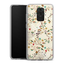 DeinDesign Xiaomi Redmi Note 9 Handy Silikon H&uuml;lle Case transparent Handyh&uuml;lle Retro Bird Flowers Silikon Case