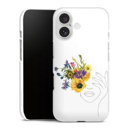 DeinDesign iPhone 16 Handy Premium Case Smartphone Handyh&uuml;lle Schutzh&uuml;lle matt Woman Flower Line Art Premium Case