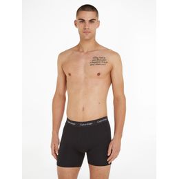 Boxer "BRIEF 3 PACK", Herren, Gr. XL (54), 3 Stk., schwarz (wb schwarz with schwarz wb), Jersey, Obermaterial: 95% Baumwolle, 5% Elasthan, Calvin Klein Underwear, unifarben, k&ouml;rpernah, Unterhosen, mit l&auml;ngerem Bein
