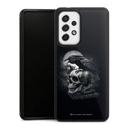 DeinDesign Galaxy A53 5G Handy Gallery Case Handyh&uuml;lle 9H Geh&auml;rtetes Glas R&uuml;ckseite H&uuml;lle Skulls Skull Raven Gallery Case