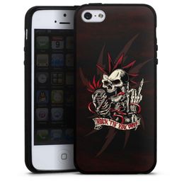 DeinDesign iPhone SE (2016-2019) Handy Silikon H&uuml;lle Case schwarz Handyh&uuml;lle Rock Totenkopf Music