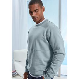 Sweatshirt John Devin "- Pullover mit modischen Teilungsn&auml;hten", Herren, Gr. 3XL (64/66), blaugrau, angeraute Sweatware, Obermaterial: 60% Baumwolle, 40% Polyester, unifarben, regular fit normal, Rundhals, angesetztes B&uuml;ndchen, Sweatshirts Sweatshirt, Langarm, Sweatshirt mit Rundhals, Baumwollmischung