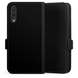 DeinDesign Galaxy A50 Handy Klapph&uuml;lle Handyh&uuml;lle aus Kunst Leder schwarz Flip Case Colour Black Unicoloured Sideflip mit Lasche