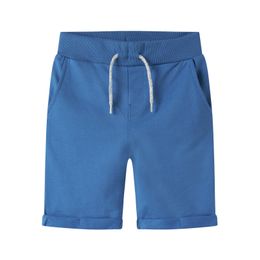 Sweatshorts name it "NKMVERMO LONG SWE SHORTS UNB F NOOS", Jungen, Gr. 110, N-Gr, delft, angeraute Sweatware, Obermaterial: 100% Baumwolle, regular fit kurz, Hosen Sweatshorts, Baumwolle, Umschlagsaum