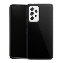 DeinDesign Galaxy A53 5G Handy Gallery Case Handyh&uuml;lle 9H Geh&auml;rtetes Glas R&uuml;ckseite H&uuml;lle Colour Unicoloured Black Gallery Case