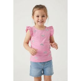 T-Shirt Blue Seven, M&auml;dchen, Gr. 128, azalee, Single Jersey, Obermaterial: 100% Baumwolle, bedruckt, unifarben, Basic normal, Rundhals, Shirts T-Shirt