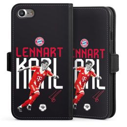 DeinDesign iPhone SE (2020) Handy Klapph&uuml;lle Handyh&uuml;lle aus Kunst Leder schwarz Flip Case Fcb Lennart Karl Official Licensed Product Sideflip mit Lasche