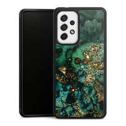 DeinDesign Galaxy A53 5G Handy Gallery Case Handyh&uuml;lle 9H Geh&auml;rtetes Glas R&uuml;ckseite H&uuml;lle Marble Muster Glitzer Gallery Case