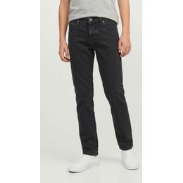 Jack & Jones Regular-fit-Jeans JACK & JONES JUNIOR "JJICLARK JJORIGINAL MF 412 NOOS JNR", Jungen, Gr. 152, N-Gr, schwarz (schwarz denim), Denim/Jeans, Obermaterial: 100% Baumwolle, unifarben, regular fit kn&ouml;chellang, Jeans