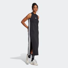 Shirtkleid adidas Sportswear "ESSENTIALS 3-STREIFEN LONG RACERBACK", Damen, Gr. XS, N-Gr, schwarz-wei&szlig; (schwarz, wei&szlig;), Obermaterial: 93% Baumwolle, 7% Elasthan, Kleider Shirtkleid, &auml;rmelloses Racerback-Design, sportlicher Stil, ohne Verschluss