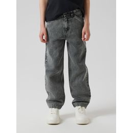 5-Pocket-Jeans name it "NKMRYAN f&uuml;r Jungen mit geradem Bein und 5-Pocket-Style", Jungen, Gr. 170, N-Gr, blau (medium grau denim), Denim/Jeans, Obermaterial: 100% Baumwolle, leichte Abriebeffekte, straight fit kn&ouml;chellang, Jeans 5-Pocket-Jeans, unifarben, casual, straight fit, Baumwolle, Denim