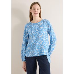 Langarmbluse Cecil, Damen, Gr. XXL (46), fountain blau, Stoff, 100% Viskose, gemustert, klassisch normal, Rundhals, elastischer Bund, Blusen, mit grafischem Muster