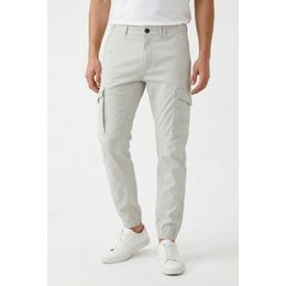 Jack & Jones Cargohose JACK & JONES "JPSTPAUL JJFLAKE CARGO NOOS", Herren, Gr. 34, L&auml;nge 34, glacier gray, Web, Obermaterial: 98% Baumwolle, 2% Elasthan, unifarben, regular fit lang, Hosen Cargohose, Baumwollmischung, regular fit