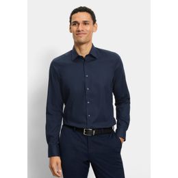 Businesshemd OLYMP "OLYMP Level Five, body fit, Kent mit extra langem Arm", Herren, Gr. 39, Normaler Arm, blau (marine), 97% Baumwolle, 3% Elastolefin, Hemden