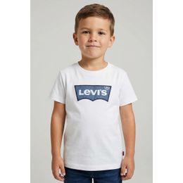 T-Shirt LEVI'S KIDS "BATWING TEE", M&auml;dchen, Gr. 12M (80), wei&szlig; (hellwei&szlig;), Single Jersey, Obermaterial: 60% Baumwolle, 40% Polyester, bedruckt, Basic schmal h&uuml;ftlang, Rundhals, gerader Abschluss, Shirts T-Shirt, Baby UNISEX