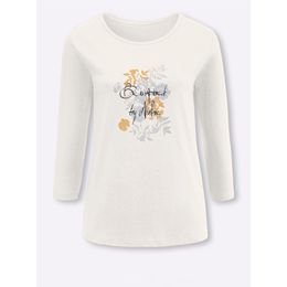 3/4-Arm-Shirt Classic Basics "Shirt", Damen, Gr. 40, beige (champagner, bedruckt), 100% Baumwolle, bedruckt, gebl&uuml;mt, gemustert, mehrfarbig, metallic, Rundhals, Shirts 3/4-Arm-Shirt