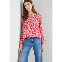Langarmbluse Cecil, Damen, Gr. XL (44), beetroot pink, Stoff, 100% Viskose, gebl&uuml;mt, klassisch normal, Rundhals, elastischer Bund, Blusen, aus softer Viskose