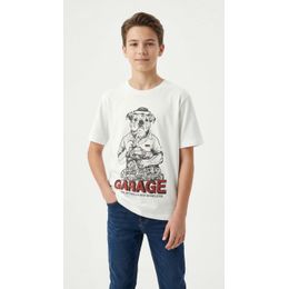 T-Shirt name it "NKMBENT SS NREG TOP BOX", Jungen, Gr. 122/128, cloud dancer, Jersey, Obermaterial: 100% Baumwolle, bedruckt, normal normal, Rundhals, Shirts T-Shirt