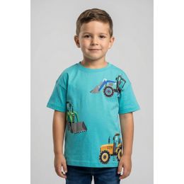 T-Shirt Blue Seven, Jungen, Gr. 134, lagune, Single Jersey, Obermaterial: 100% Baumwolle, bedruckt, unifarben, Basic normal, Rundhals, Shirts T-Shirt, modischer Stil, aus reiner Baumwolle, Single Jersey, pflegeleicht