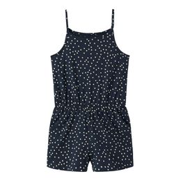 Jumpsuit name it "NKFVIGGA STRAP SUIT F1 NO", M&auml;dchen, Gr. 140, N-Gr, navy blazer aop:dots, Jersey, Obermaterial: 100% Baumwolle, bedruckt, gepunktet, regular fit normal, Overalls Jumpsuit, im sommerlichen Alloverdruck
