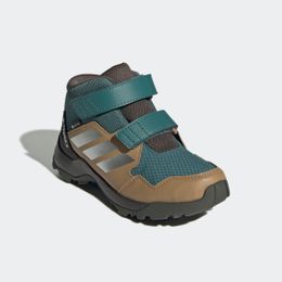 Wanderschuh adidas terrex "TERREX SKYCHASER MID GORE-TEX F&Uuml;R KINDER", Kinder, Gr. 36, preloved teal, matte silber, cardboard, Synthetik, Textil, Schuhe Wanderschuh, wasserdicht dank Gore-Tex Membrane