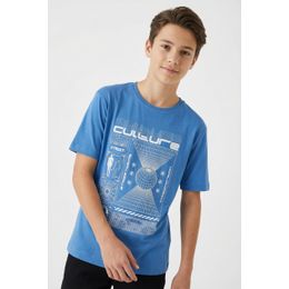 T-Shirt name it "NKMBENNO SS NREG TOP BOX PB", Jungen, Gr. 122/128, star sapphire, Jersey, Obermaterial: 100% Baumwolle, bedruckt, unifarben, normal normal, Rundhals, Shirts T-Shirt