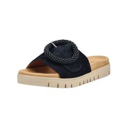 Pantolette Gabor "Gabor Pantoletten Leder", Damen, Gr. 39, dunkelblau, Leder, Schuhe Pantolette