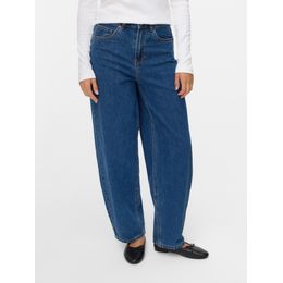V&eacute;ro Moda Mom-Jeans VERO MODA "VMBILLIE HR BARREL ANK JEANS LI3142 NOOS", Damen, Gr. 28, L&auml;nge 32, blau (medium blau denim), Denim/Jeans, Obermaterial: 100% Baumwolle, unifarben, oversize, Jeans