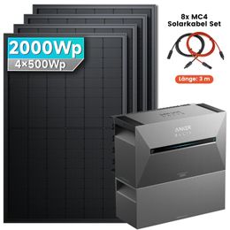 Solarmars&reg; 2000W Balkonkraftwerk mit Speicher, Anker SOLIX Solarbank 3 E2700 Pro und 1x BP2700 - Ohne Halterung