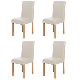 MCW 4er-Set Esszimmerstuhl Stuhl K&uuml;chenstuhl Littau MVG-zertifiziert ~ Kunstleder, wei&szlig; helle Beine