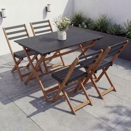 Garnitur MCW-P72, Sitzgruppe Lounge-Set Garten 4x Stuhl Tisch, Akazie Holz klappbar ~ natur-schwarz