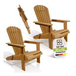 Juskys&reg; Garten Liegestuhl Korfu 2er Set &ndash; aus Akazienholz, klappbar, 85x69x94 cm, natur, ge&ouml;lt, Gartenstuhl, Sonnenliege